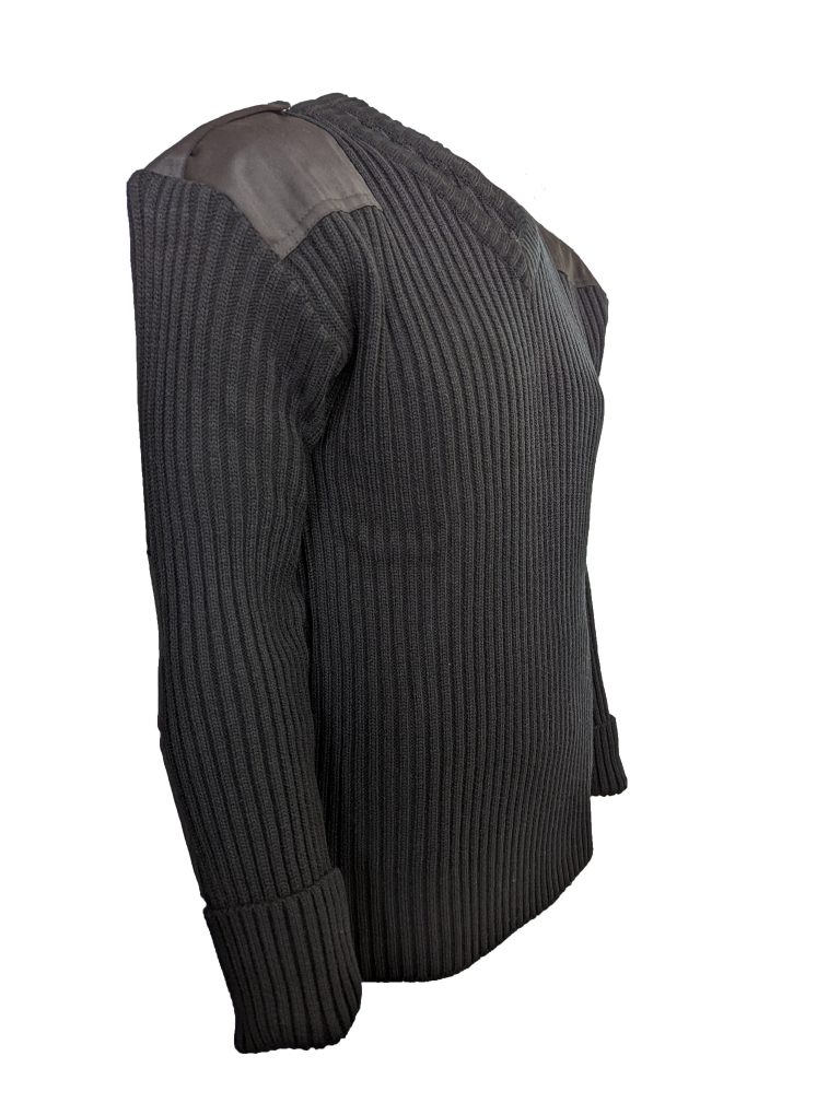 Nato Style Sweater with Patches and Epaulettes Vee Neck – Miller Rayner